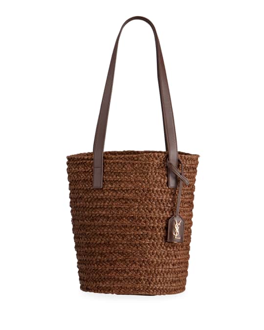 Saint Laurent YSL Woven Raffia Tote Bag | Neiman Marcus