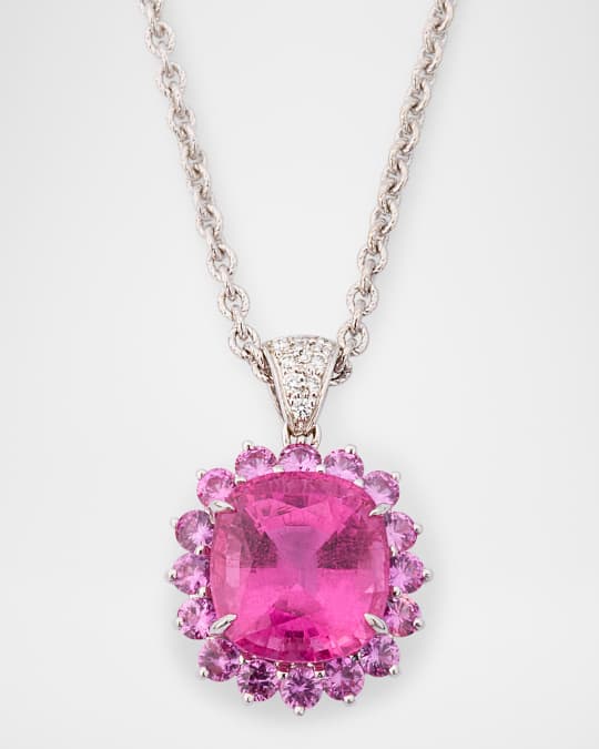 Robert Erich 18K White Gold Pink Rubellite and Sapphire Pendant ...