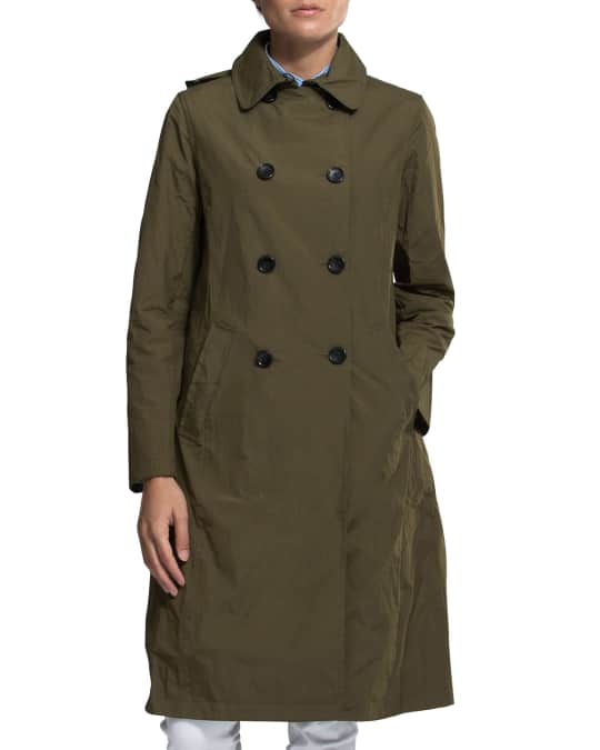Jane Post Crinkle Trench Coat w/ Hood | Neiman Marcus