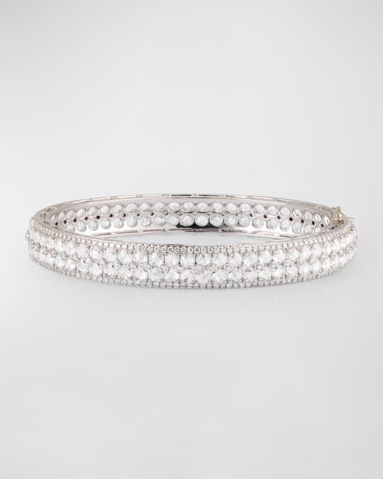 64 Facets Linear 18K White Gold Diamond Bangle, 10.12tcw | Neiman Marcus