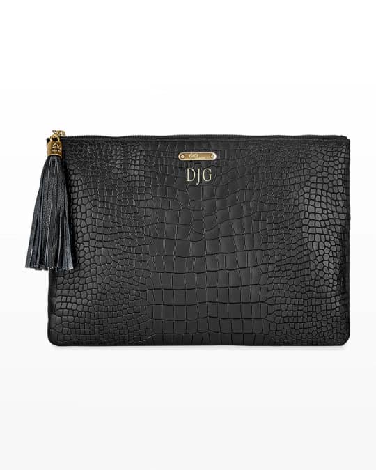 Gigi New York Uber Python-Embossed Leather Clutch Bag | Neiman Marcus