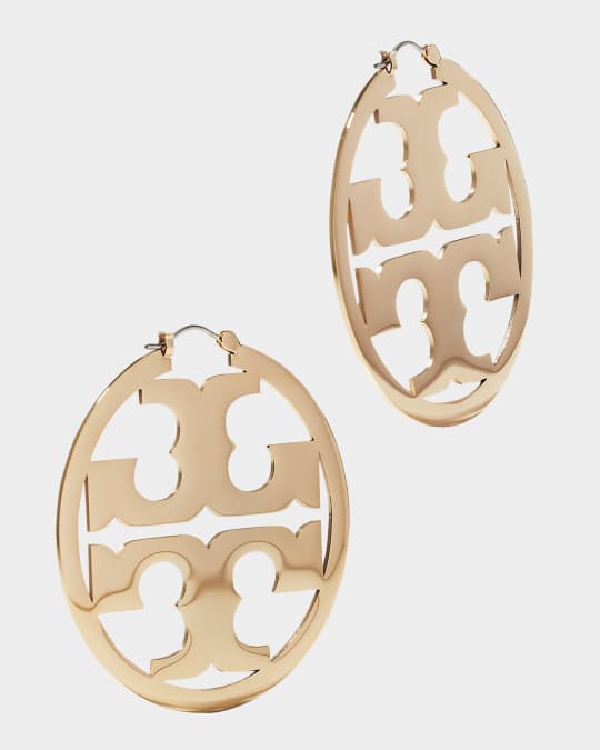 Tory Burch Large Icon Hoop Earrings | Neiman Marcus