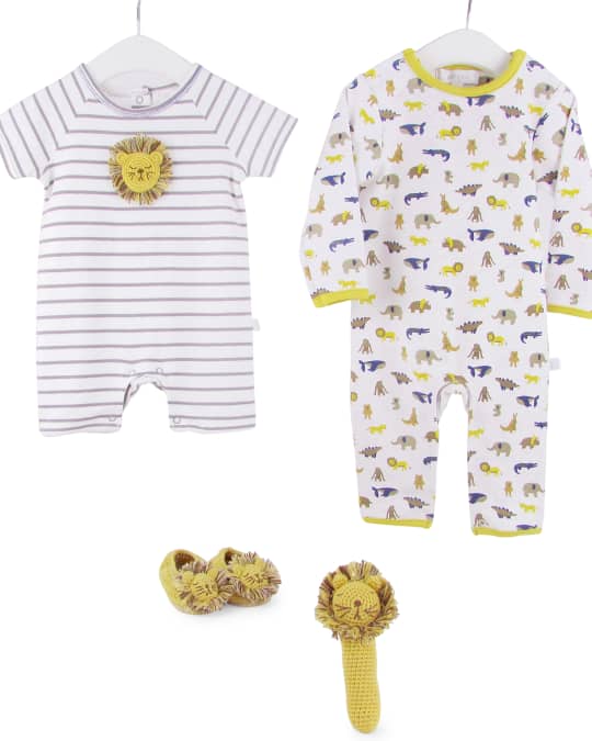 Albetta Animal Parade 2 Romper, Booties & Rattle Set, Size 0-12 Months ...
