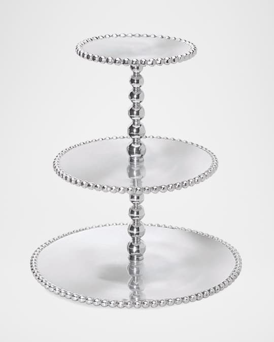 Mariposa Pearled 3-Tiered Cupcake Server | Neiman Marcus