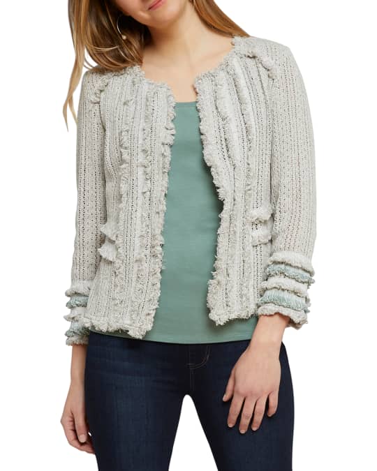 NIC+ZOE Ruffle Cuff Textured Fringe Jacket | Neiman Marcus
