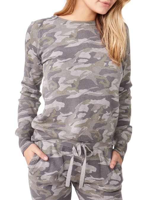 Monrow Camo Raglan-Sleeve Sweater | Neiman Marcus