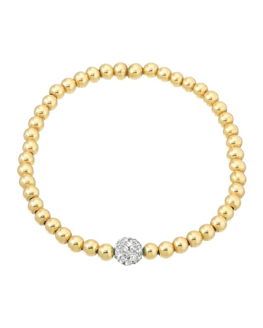 Zoe Lev Jewelry 14K 5mm Bead Bracelet with Diamond Center, 6.5"L ...