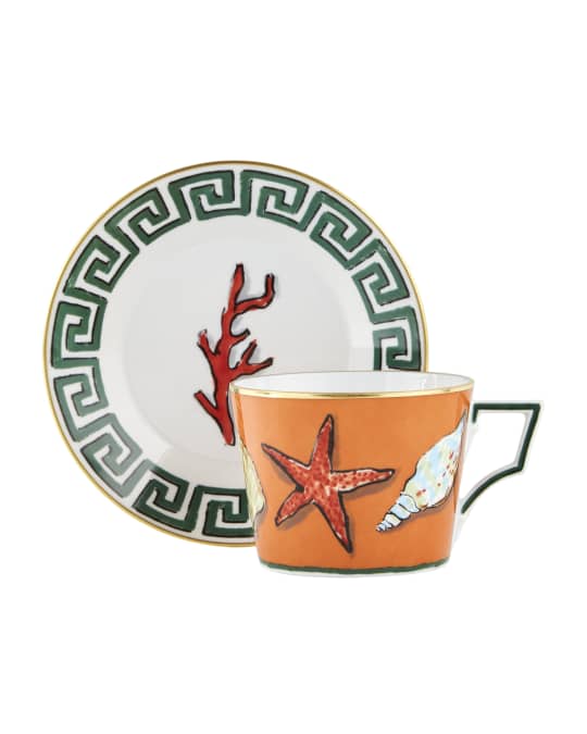GINORI 1735 Il Viaggio di Nettuno Tea Cups and Saucers, Set of 2 ...