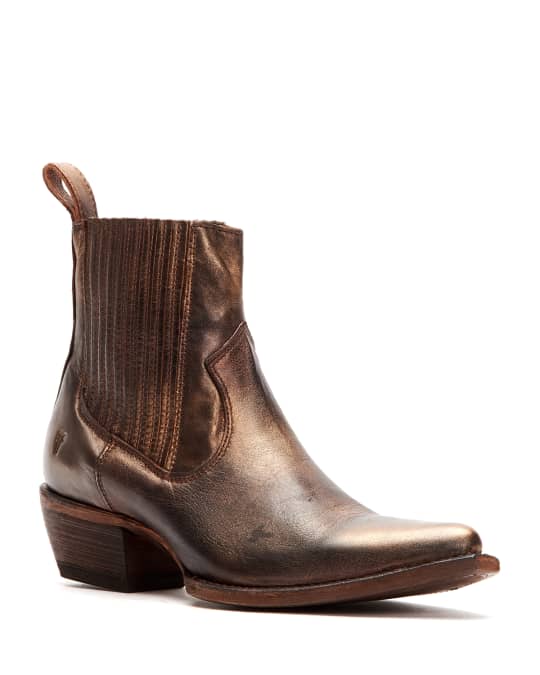 Frye Sacha Chelsea Bronzed Booties | Neiman Marcus