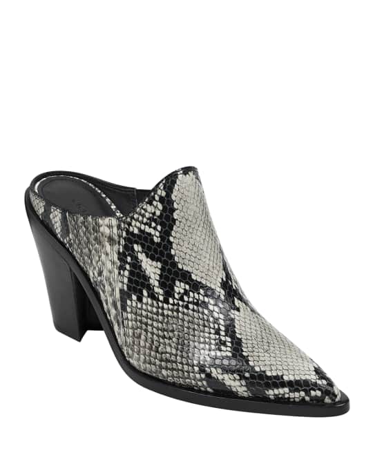 Sigerson Morrison Kaden Snake-Print Leather Slide Mules | Neiman Marcus