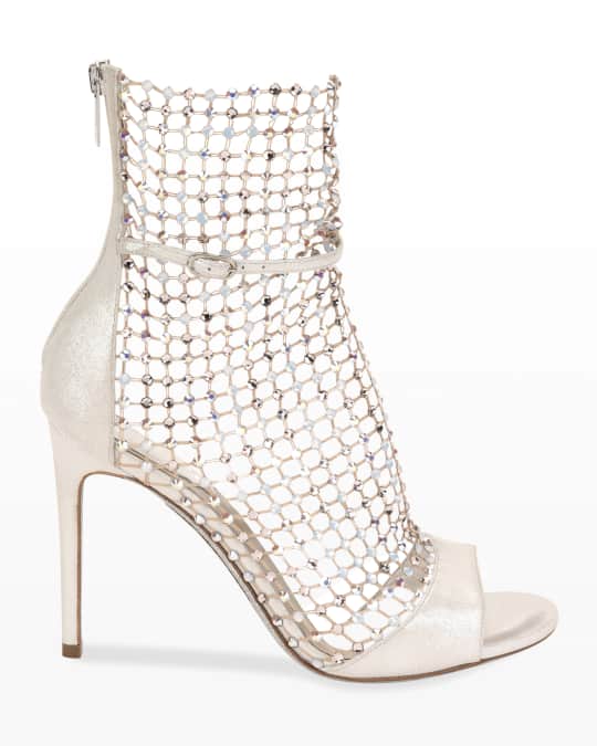 Rene Caovilla Galaxia Mesh and Metallic Net Sandal-Illusion Booties ...