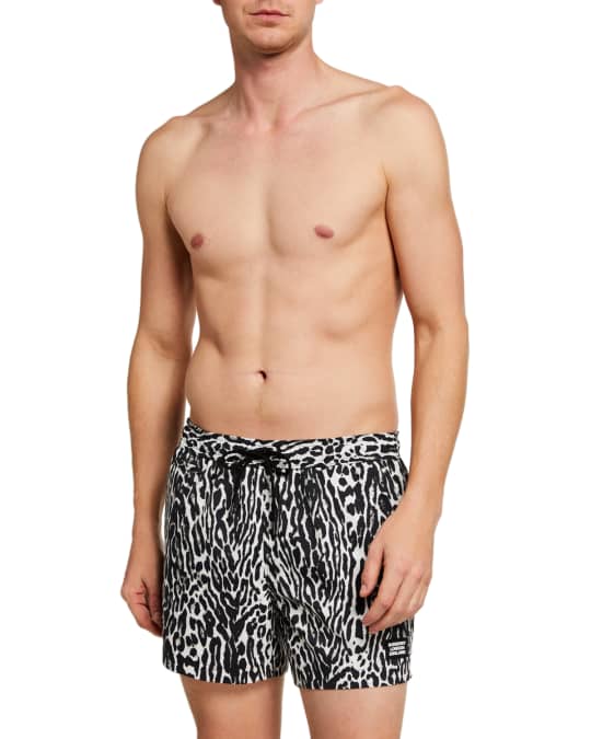 Burberry Men's Leopard-Print Nylon Swim Trunks | Neiman Marcus