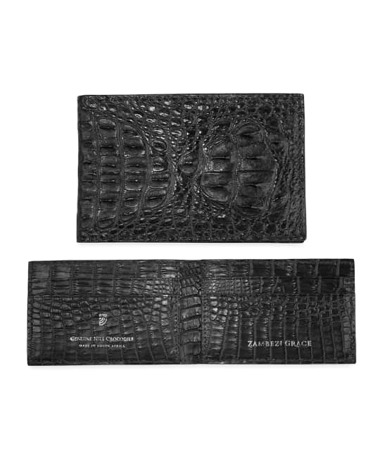 Zambezi Grace Men's Super-Slim Crocodile %26 Leather Bifold Wallet ...
