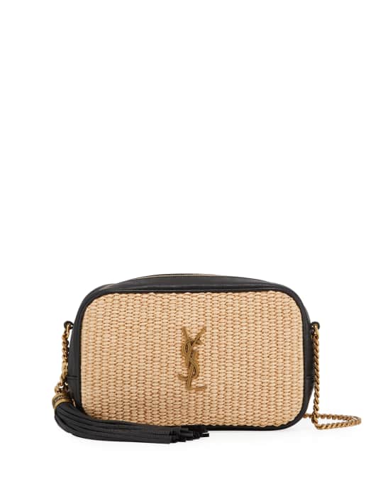 Saint Laurent Lou Mini YSL Monogram Raffia Camera Bag | Neiman Marcus