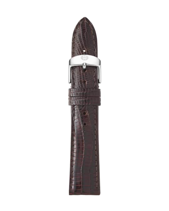 MICHELE 12mm Lizard Watch Strap, Chocolate | Neiman Marcus