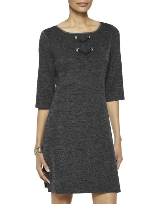 Misook Lace Detail Melange Knit Sheath Dress | Neiman Marcus
