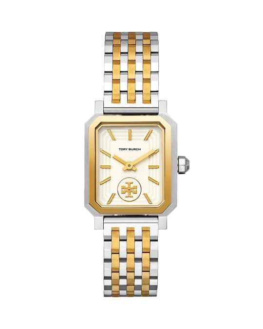 Tory Burch 27mm Robinson Bracelet Watch w/ Moving Logo, Gold/Silver ...
