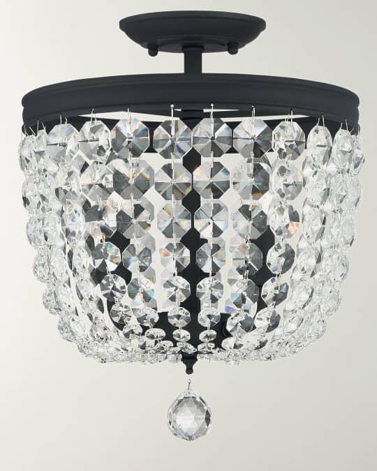 Crystorama Archer 3-Light Crystal Black Chandelier | Neiman Marcus