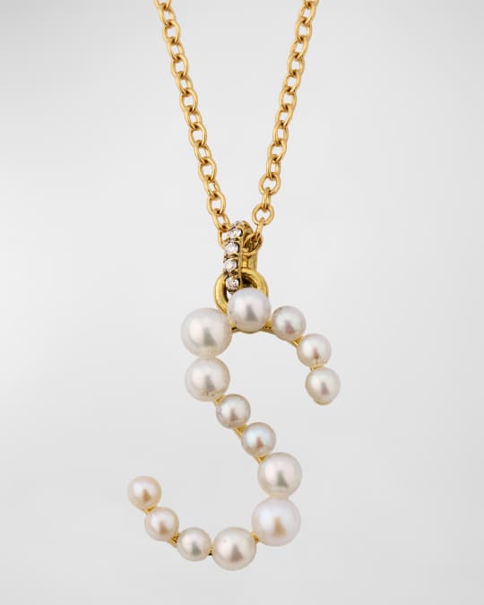 Jemma Wynne Prive 18k Pearl Letter S Necklace | Neiman Marcus