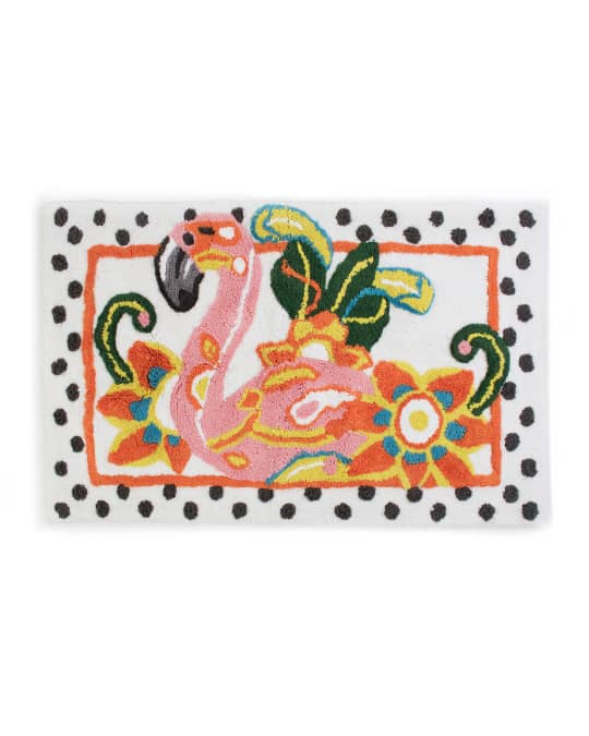 MacKenzie-Childs Flamingo Standard Bath Rug | Neiman Marcus