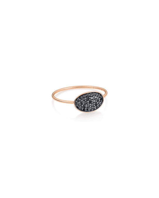 GINETTE NY 18k Rose Gold Black Diamond Mini Sequin Ring, Size 7 ...