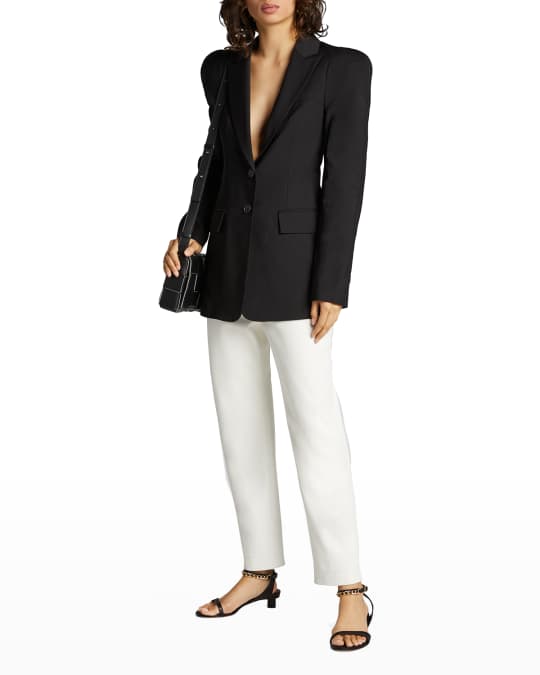 Tibi Tropical Wool Sculpted-Sleeve Blazer | Neiman Marcus