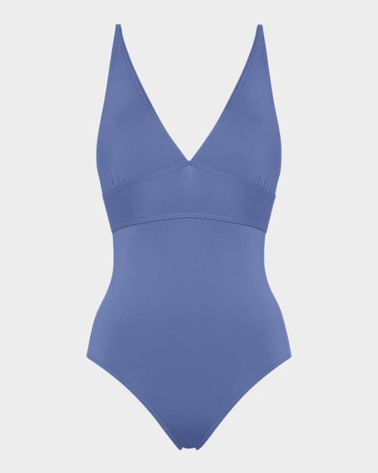 Eres Larcin Deep V Triangle One-Piece Swimsuit | Neiman Marcus