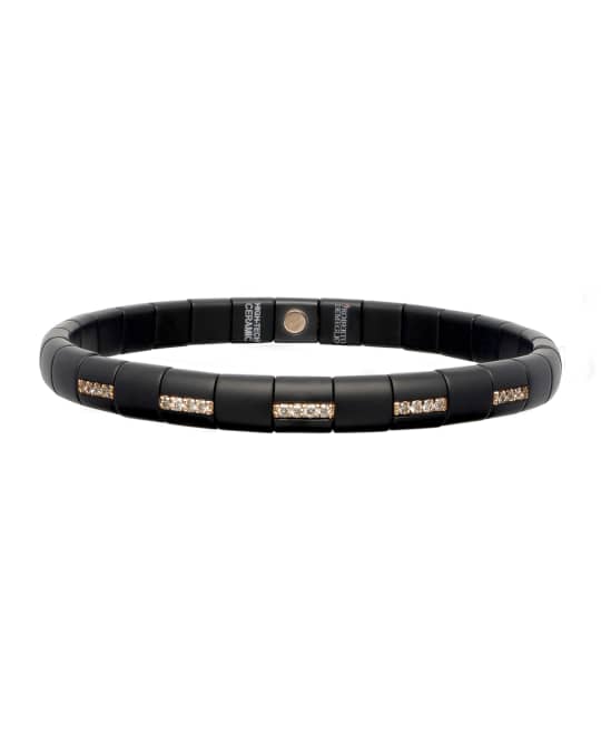 Roberto Demeglio PURA Black Ceramic East-West Diamond Bracelet in 18k Rose Gold | Neiman Marcus