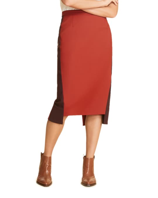 Marina Rinaldi Plus Size Corallo Side-Stripe Pencil Skirt | Neiman Marcus
