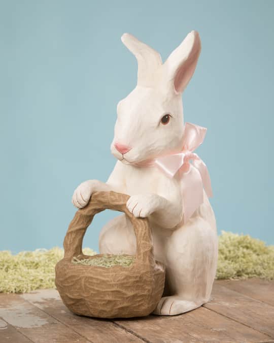 Bethany Lowe Large Paper Mache Easter Rabbit with Basket | Neiman Marcus
