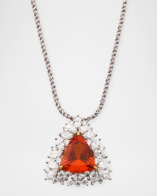 Robert Erich 18K White Gold Diamond and Fire Orange Opal Pendant ...