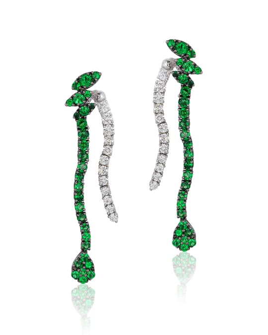 Andreoli 18K White Gold Tsavorite and Diamond Earrings | Neiman Marcus
