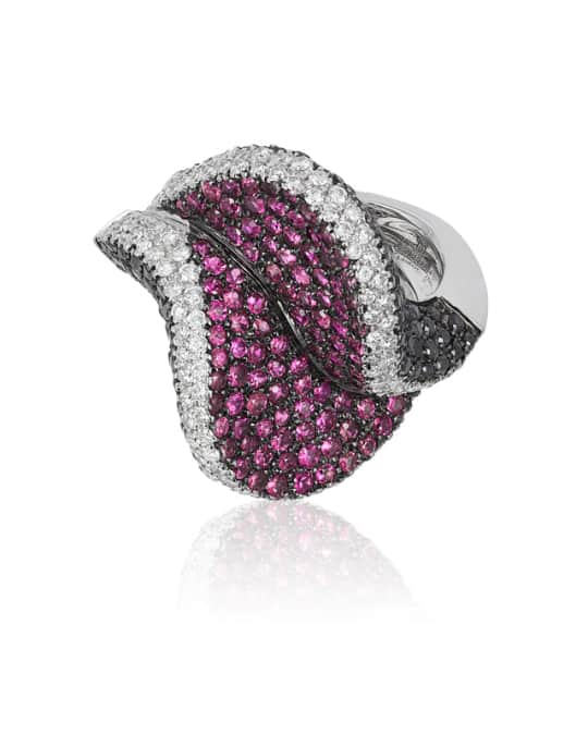 Andreoli 18K White Gold Diamond and Sapphire Pave Ring, Size 6 | Neiman ...