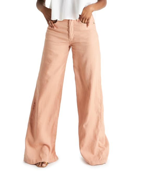 ETICA Devon High-Rise Wide-Leg Linen Jeans | Neiman Marcus