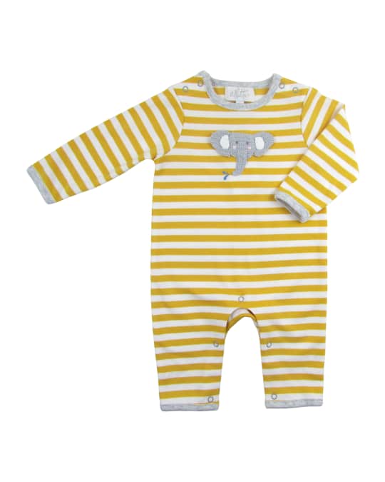 Albetta Striped Coverall w/ Crochet Elephant, Size 0-12 Months | Neiman ...