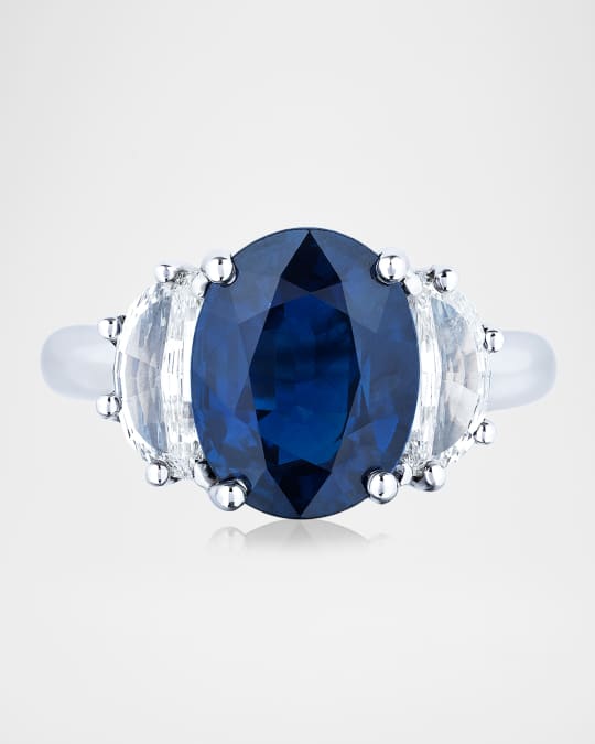 Andreoli 18K White Gold Blue Sapphire Statement Ring with Diamonds ...