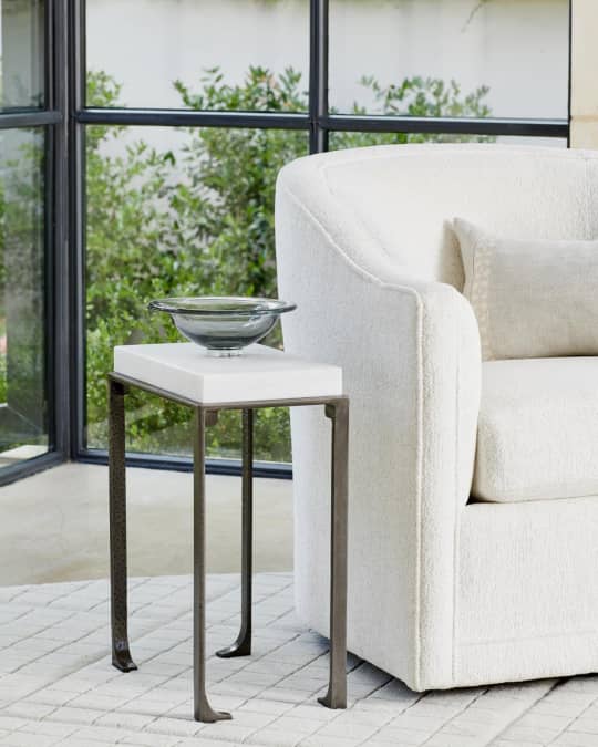 William D. Scott for Global Views Small Zen Side Table with White Honed ...