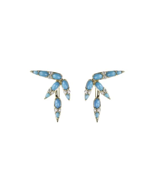 Nikos Koulis Spectrum 18k White Gold Turquoise Spiky Earrings with ...