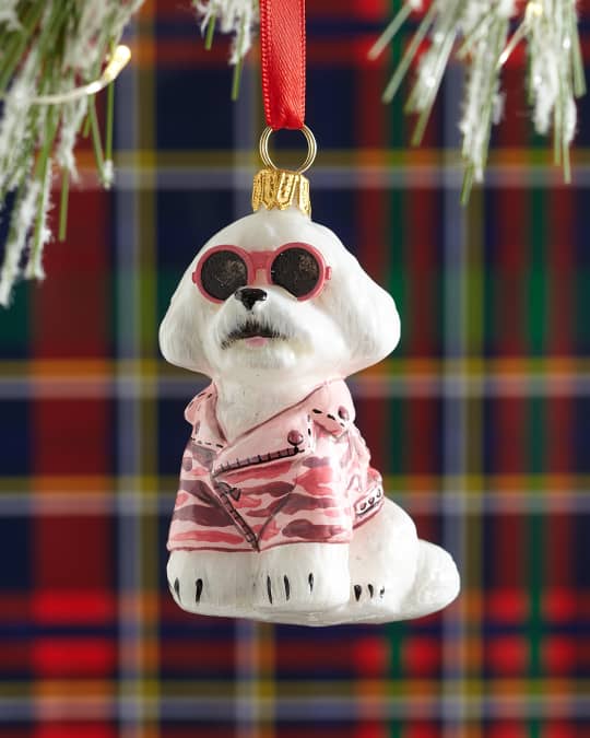 Joy To The World Collectibles Bichon Frise with Pink Camo Coat Ornament ...
