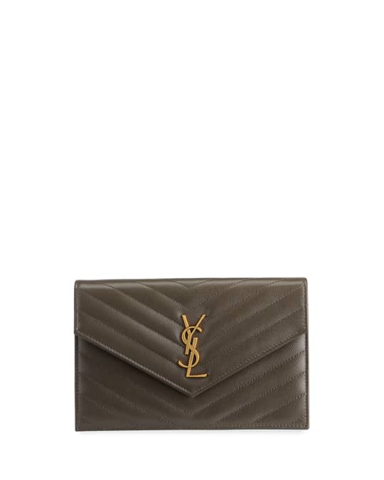 Saint Laurent Monogram YSL Quilted Envelope Wallet On A Chain | Neiman ...
