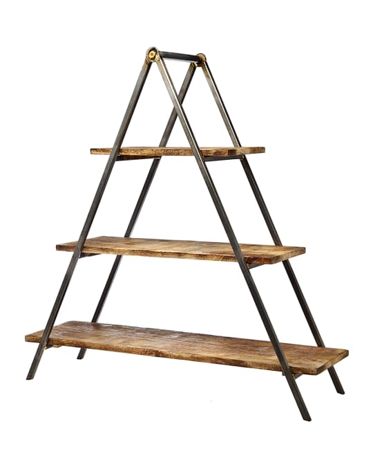 Godinger 3-Tier Wood & Metal Server Stand | Neiman Marcus