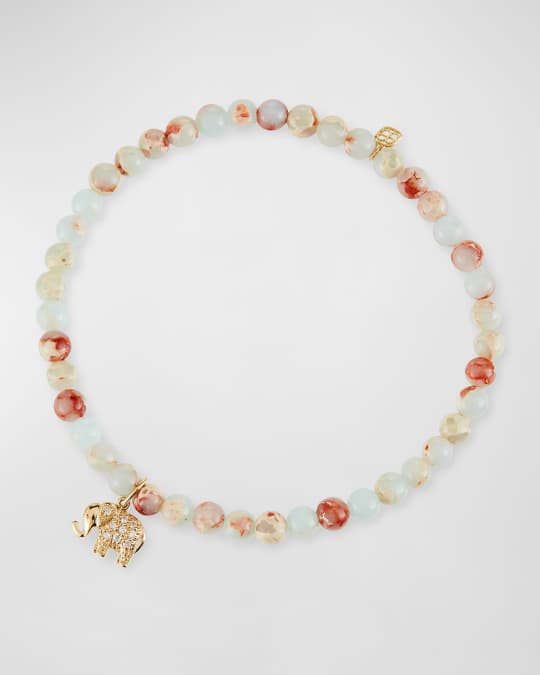 Sydney Evan Diamond Elephant Jasper Bead Bracelet | Neiman Marcus