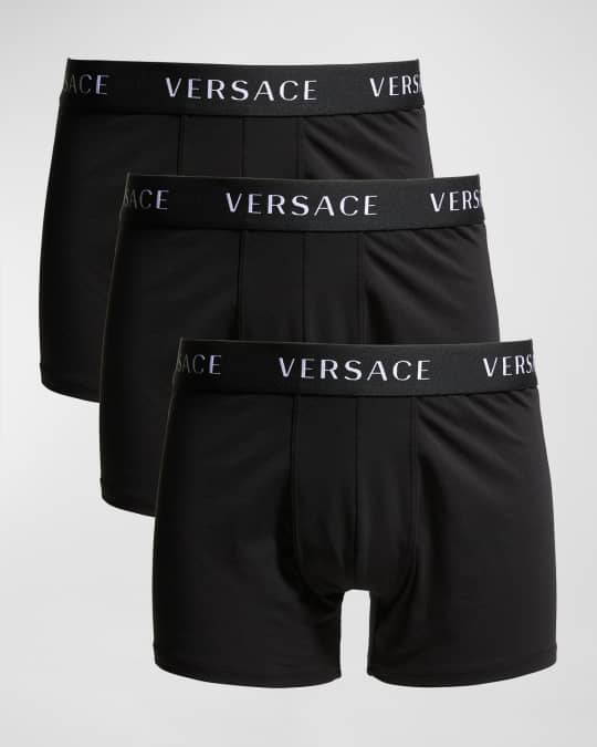 Versace Men s 3 Pack Solid Logo Boxer Briefs Neiman Marcus