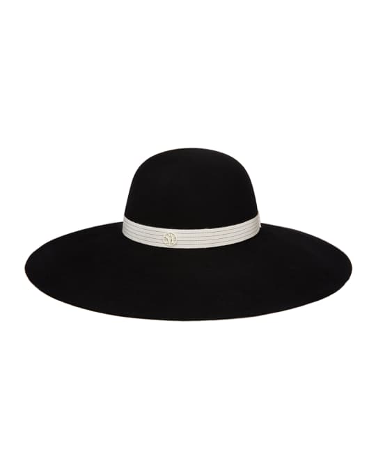 Maison Michel Blanche Rabbit Felt Wide Brim Hat | Neiman Marcus
