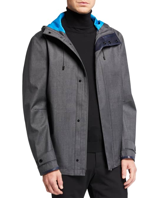 Stefano Ricci Men's Hooded Waterproof Jacket w/ Sea Snake Detail ...