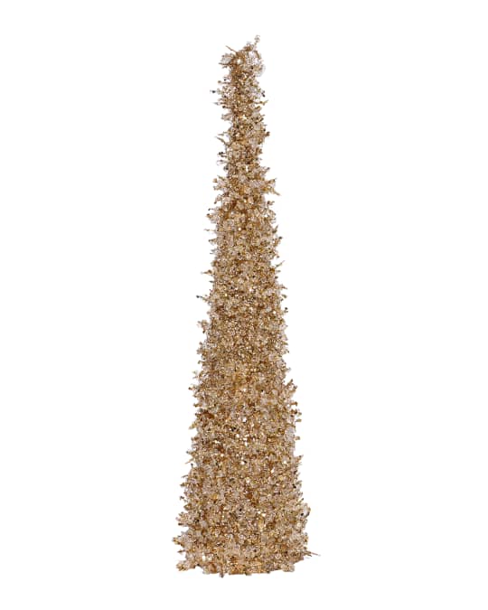 Winward Home 24" Gold/Clear Iridescent Ice Cone Tree | Neiman Marcus