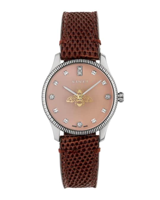 Gucci 29mm G-Timeless Blue Bee Watch with Leather Band | Neiman Marcus
