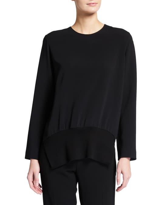 Stella McCartney Charley Long-Sleeve Stretch Cady Top | Neiman Marcus