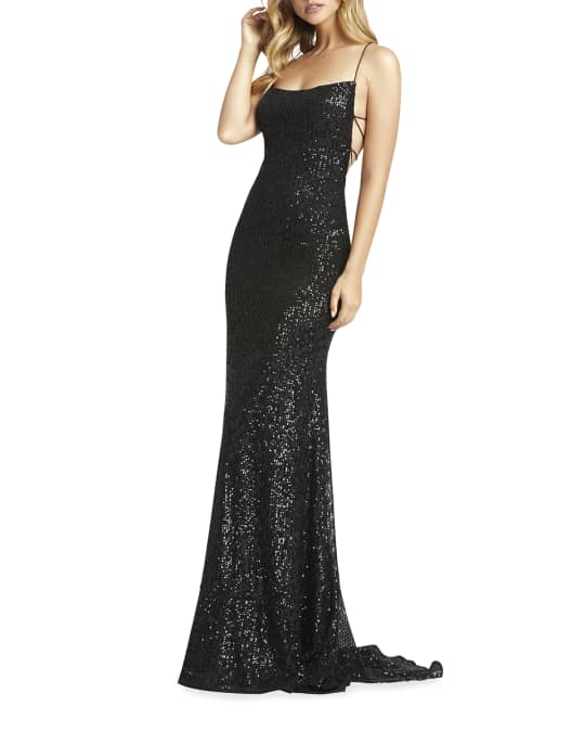 Ieena for Mac Duggal Sequin Corset-Back Sleeveless Column Gown | Neiman ...