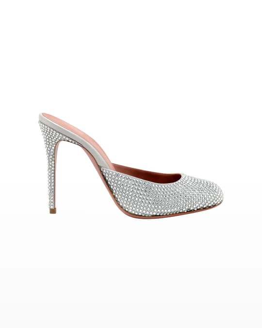 Amina Muaddi Emili Crystal Satin Slide Mules | Neiman Marcus